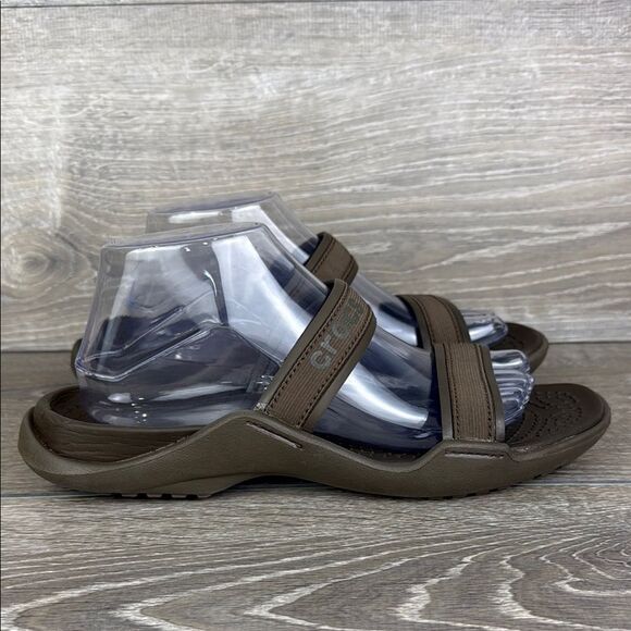 CROCS | Shoes | Crocs Patra Womens Sz Brown Rubber Slip On Double Strap ...